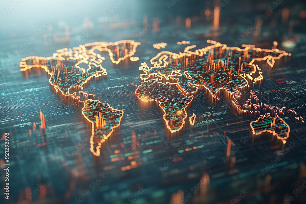 Vibrant 3D World Map with Dynamic Data Visualization and Colorful ...