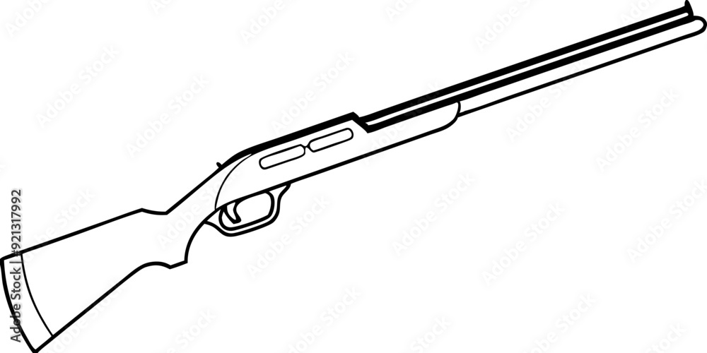 Shotgun Outline Vector Illustration Hunting Weapon Simple Black and ...