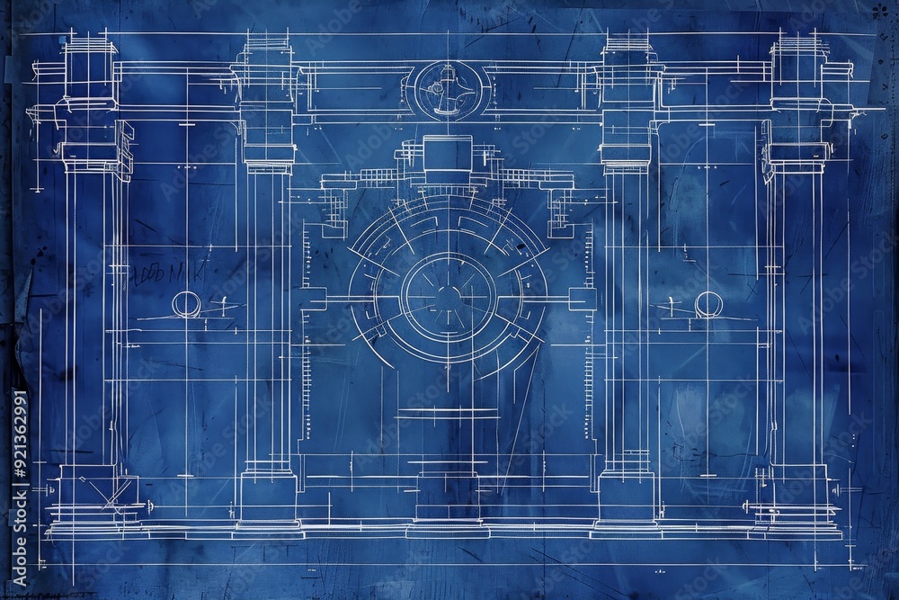 Blueprint drawing showcasing the design of a building featuring ...