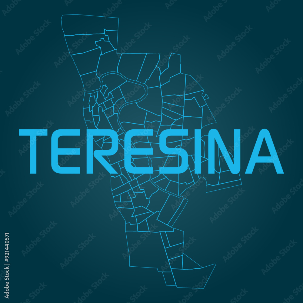 Complete map of the city Teresina, capital of the Brazilian state Piauí ...