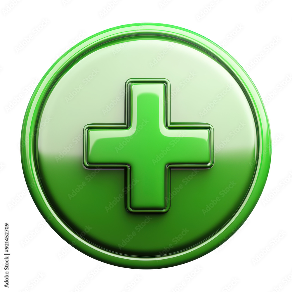 Green Plus Sign Icon With Circular Border, Isolated On Transparent Png ...