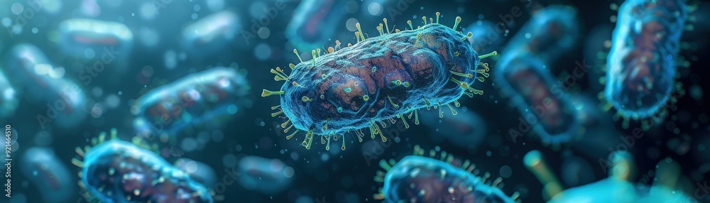 High-resolution image of bacteria being studied under a microscope ...