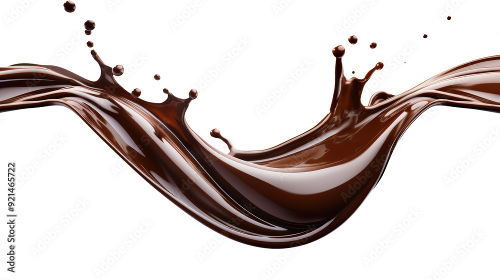Dark chocolate liquid splash isolated on transparent white background ...