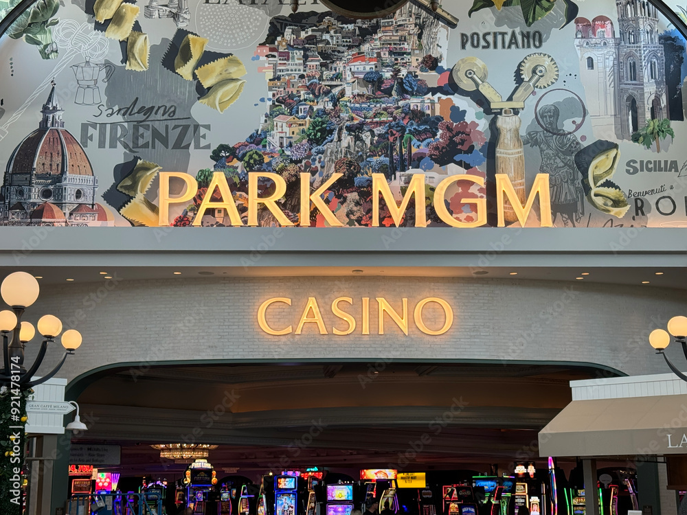 Las Vegas,Nevada,USA-June 18th 2024:PARK MGM casino and logo sign Stock ...