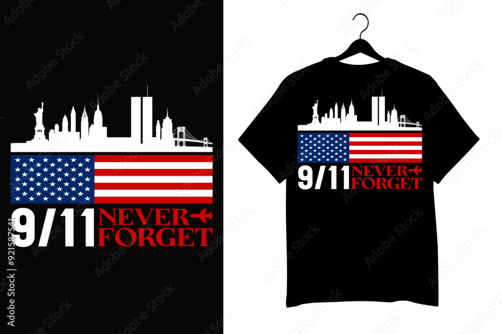 9/11 Patriot Day tribute with American flag, Twin Towers, NYC skyline ...