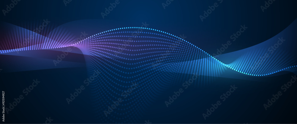 Vector abstract dynamic, wave - flow mesh particles pattern and dot on ...