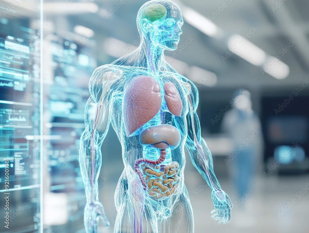 Transparent Human Body with Internal Organs and Muscles Anatomy - 3D ...