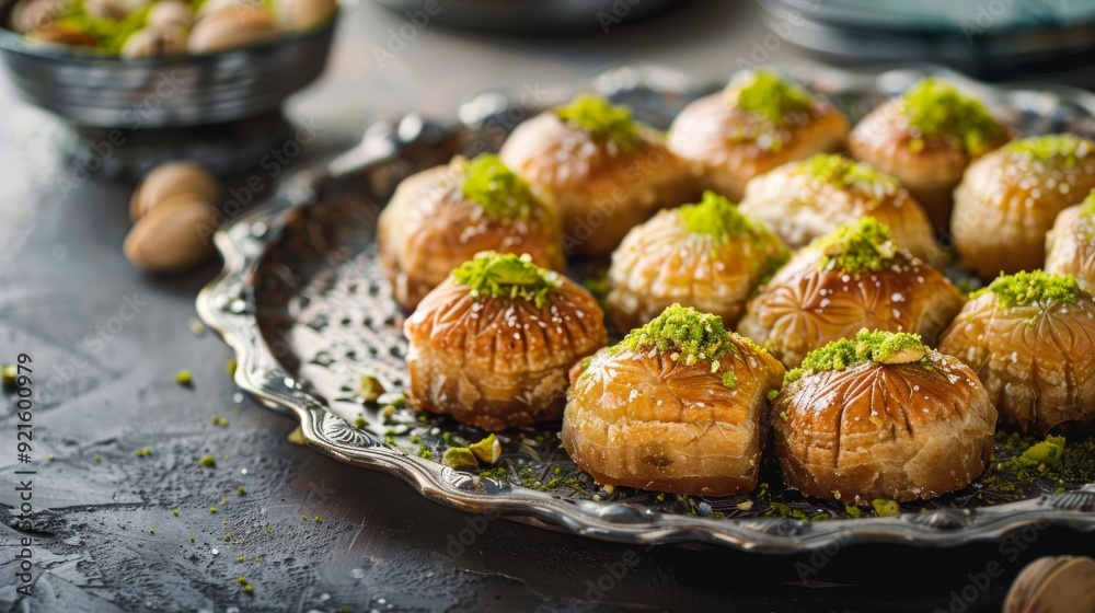 Arabic cuisine. Maamoul with dates, pistachio or walnuts . Traditional ...