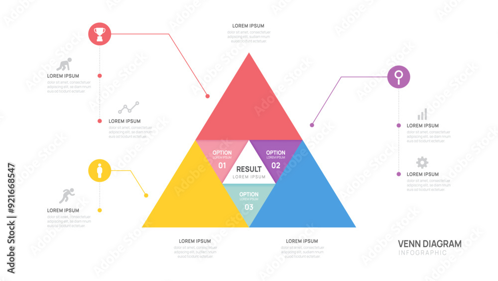 Infographic Venn diagram chart triangle template for business start up ...