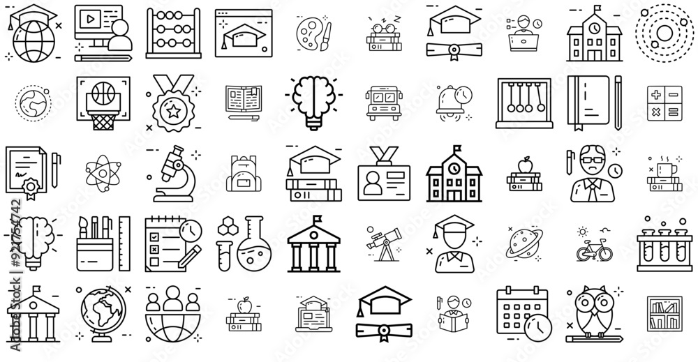 Set Of Education Science Vector Symbols Apps, Websites Ui Designs ...