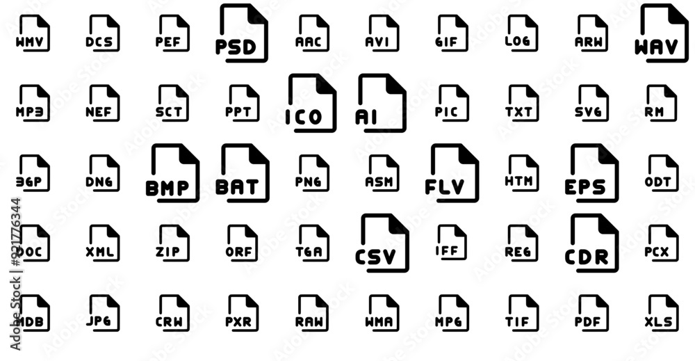 Set Of File Format Bold Vector Symbols Apps, Websites Ui Designs ...