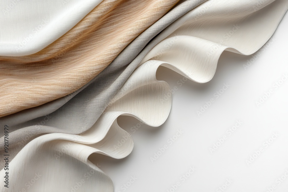 Soft, flowing fabric in neutral tones, featuring delicate folds and texture, perfect for ...
