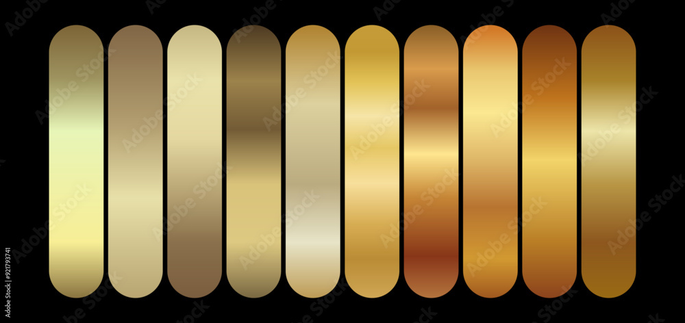 Gold texture gradient background big vector set. Metallic design for ...