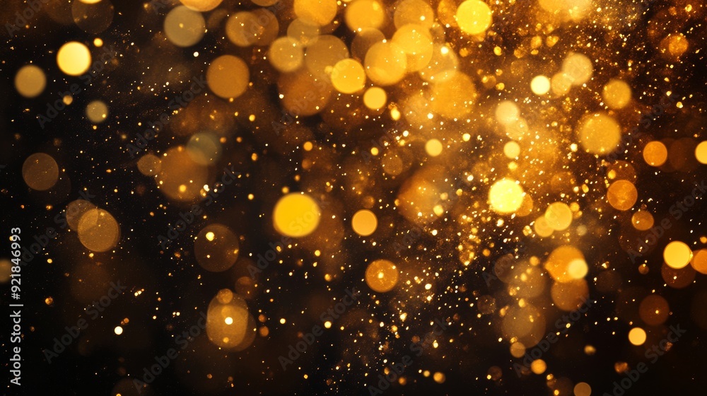 Dark brown abstract background with sparkling golden yellow light ...