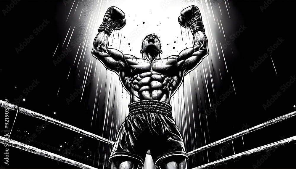 Anime Manga Muscular boxer and karate bodybuilder Illustration In ...