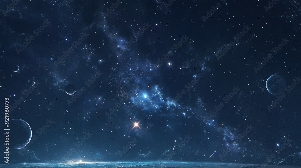 anime visualization cosmic panorama of star clusters and a bright ...