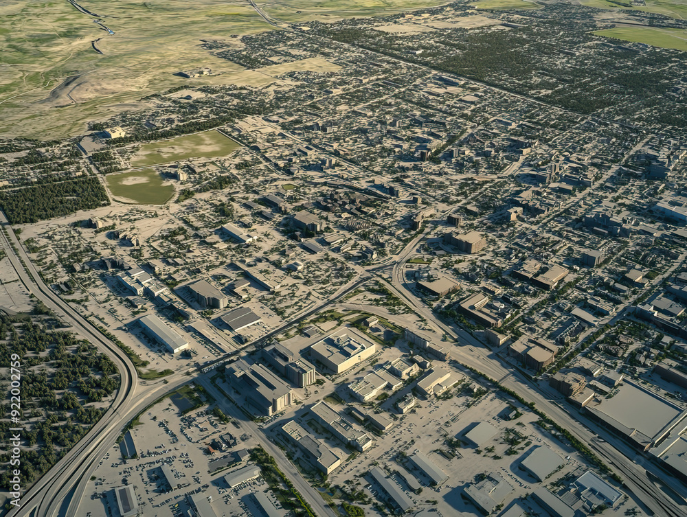 Technical aerial visual, 3D LiDAR GIS aerial map satellite scan model ...