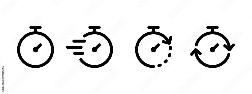 Stock-Vektorgrafik „Timer icon set. Alarm clock symbol. Watch countdown vector illustration ...