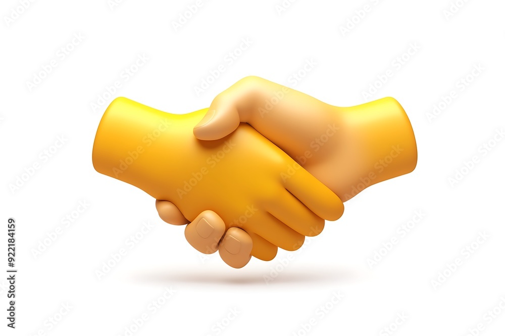 Yellow business handshake emoji isolated on white background ...