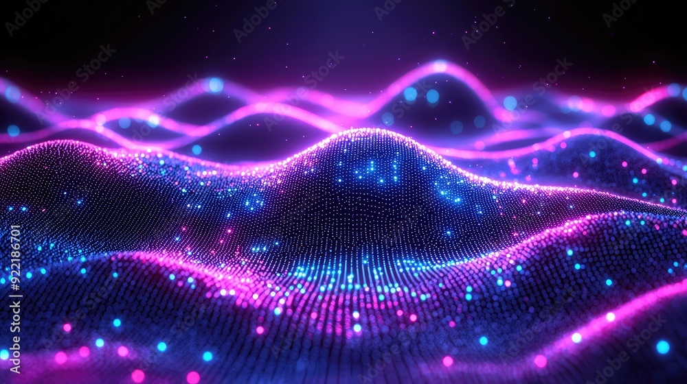 Abstract blue purple neon growing financial graph chart background ...