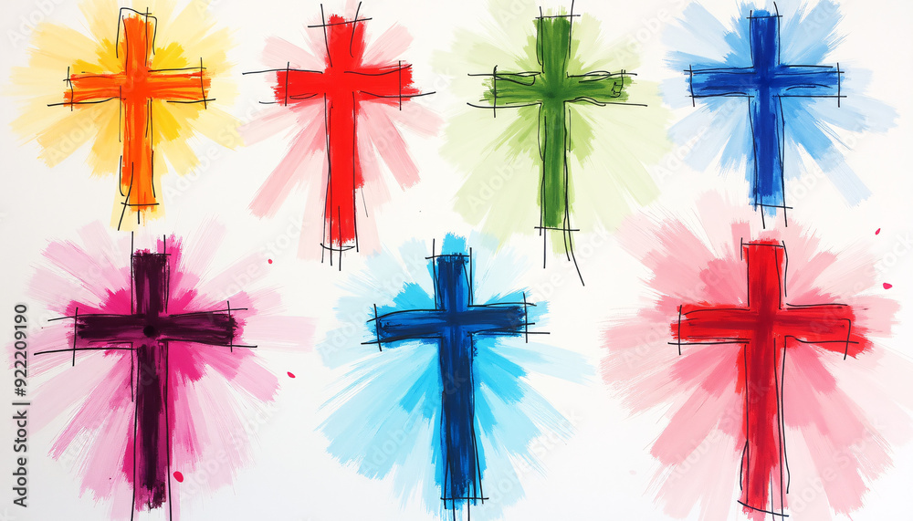 An abstract series of cross drawings for backgrounds, incorporating ...