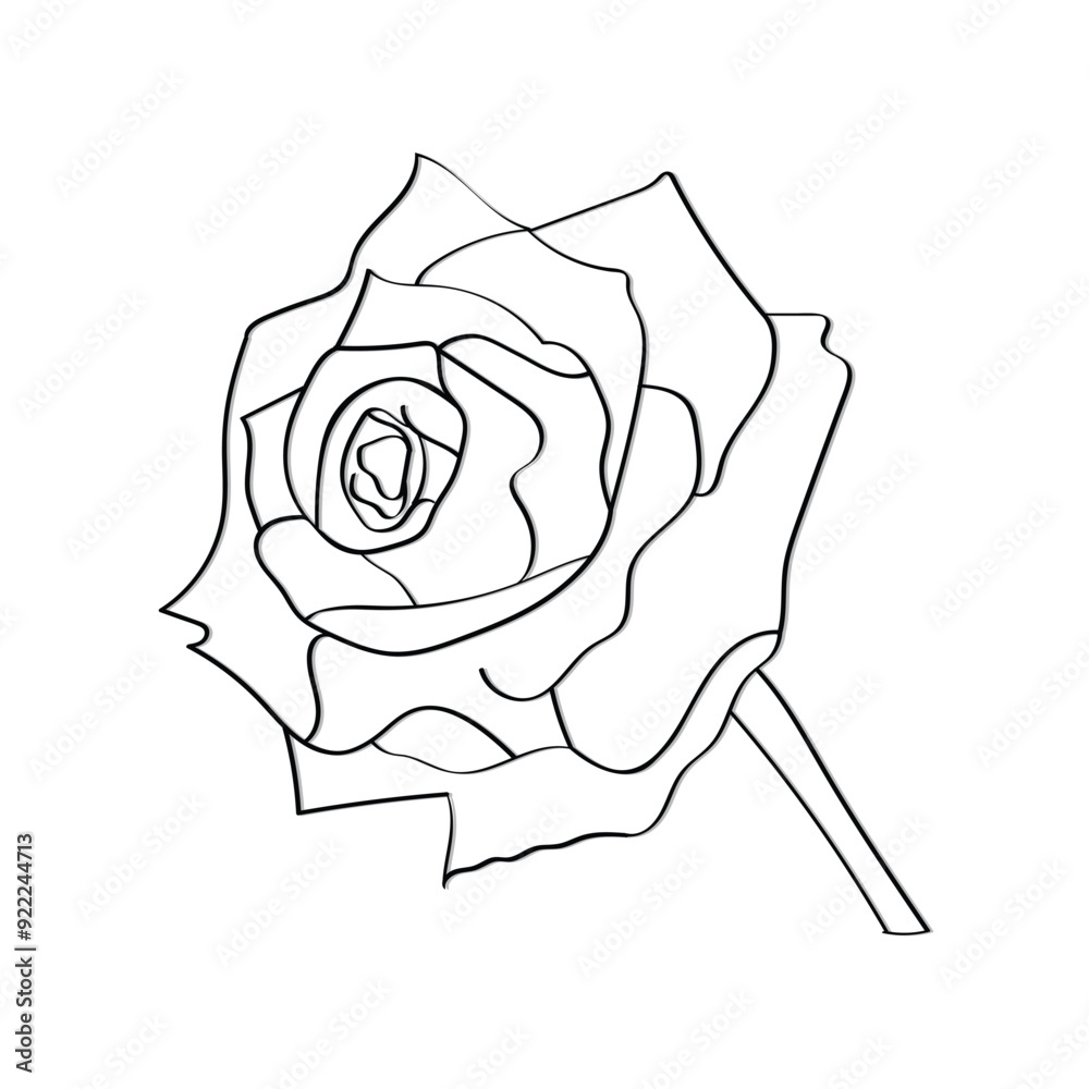 rose line art coloring page Stock Vector | Adobe Stock