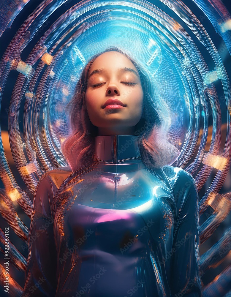 Android Girl Asleep in Liquid Gel – Dreaming of Electric Psychedelia in ...