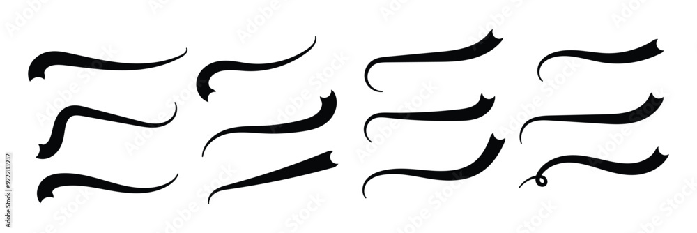 Set of Swoosh vector. Hand drawn swoosh elements, and swoop underline ...
