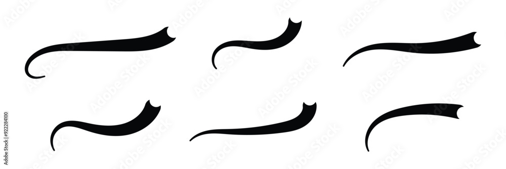 Set of Swoosh vector. Hand drawn swoosh elements, and swoop underline ...