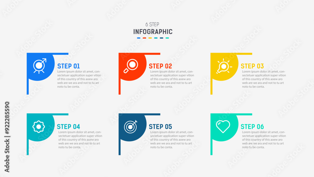Business infographics design for Six Step, option, parts or process ...