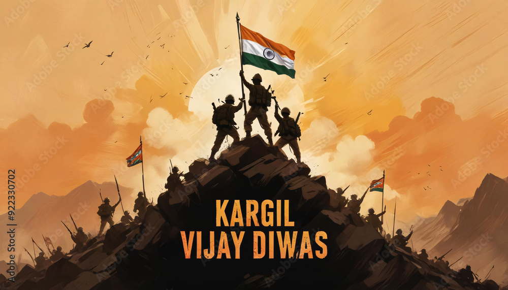 Kargil vijay diwas illustration banner or poster. 26 july. happy independence day post. Stock ...