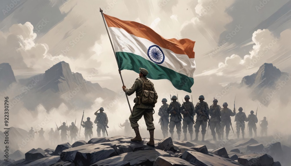 Kargil vijay diwas illustration banner or poster. 26 july. happy independence day post. Stock ...