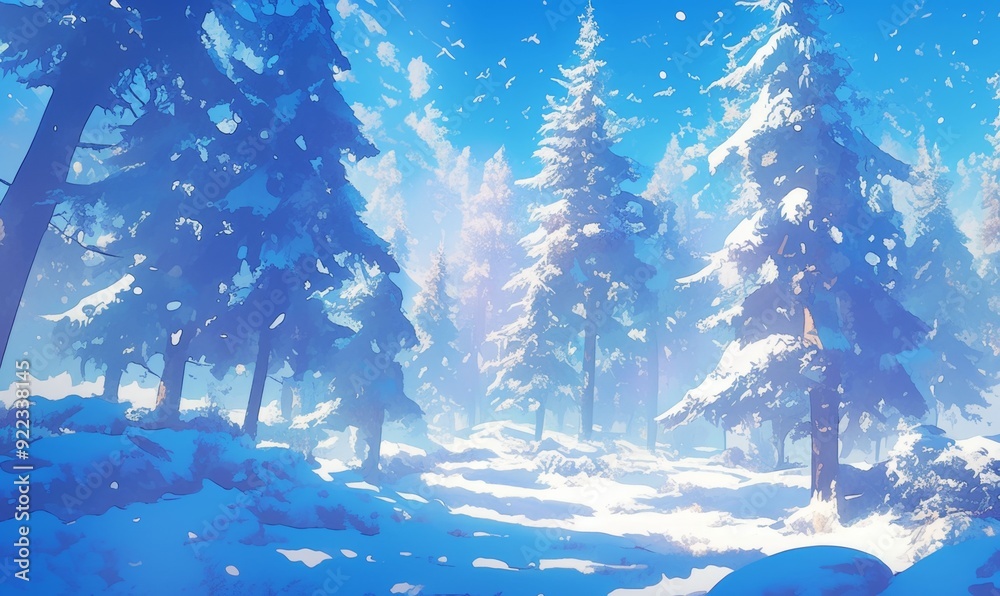 Enchanting Winter Wonderland: Anime-Style 4K Illustration of Snow ...