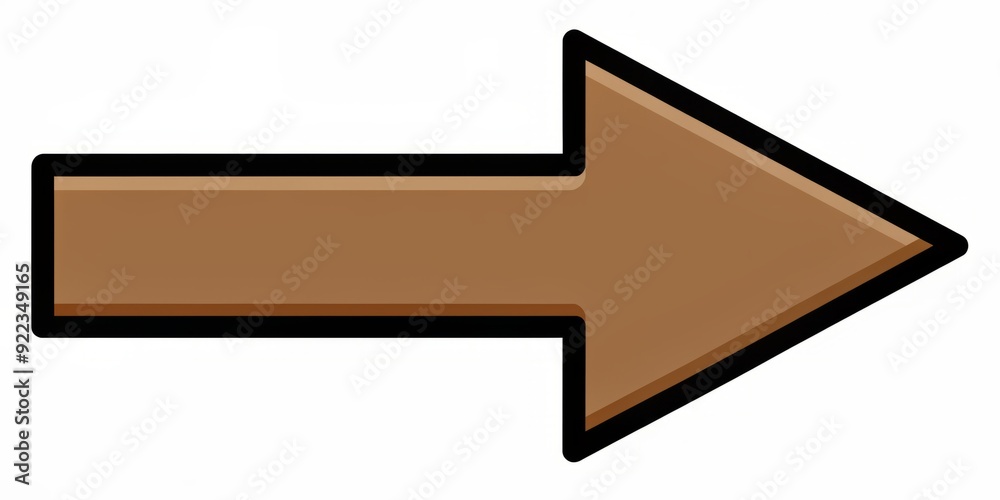 Simple flat cartoon vector illustration of a brown arrow with black ...