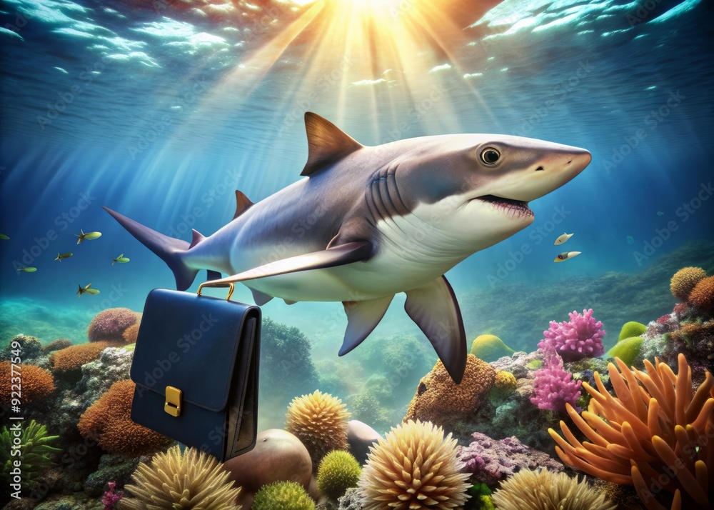 Adorable shark in formal business attire, complete with tie and ...