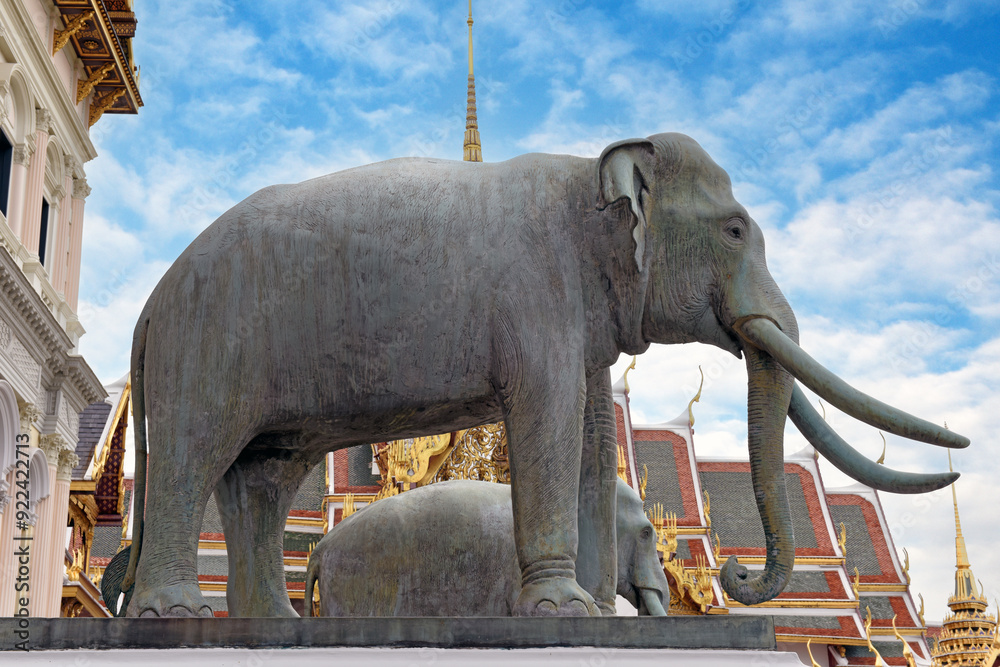 Grand Palace, amazing architecture of King's Palace, elephant sculpture ...