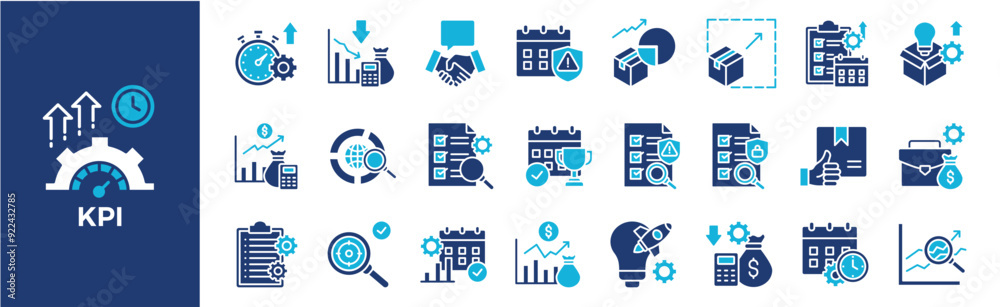 Key Performance Indicator icon collection set. Containing design ...