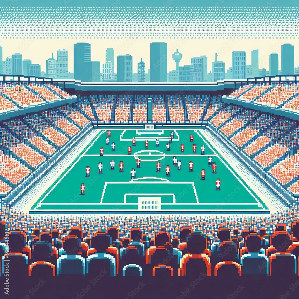 44 Stadium Crowd Pixel Scene Pixel art scene of a crowded stadiu Stock ...