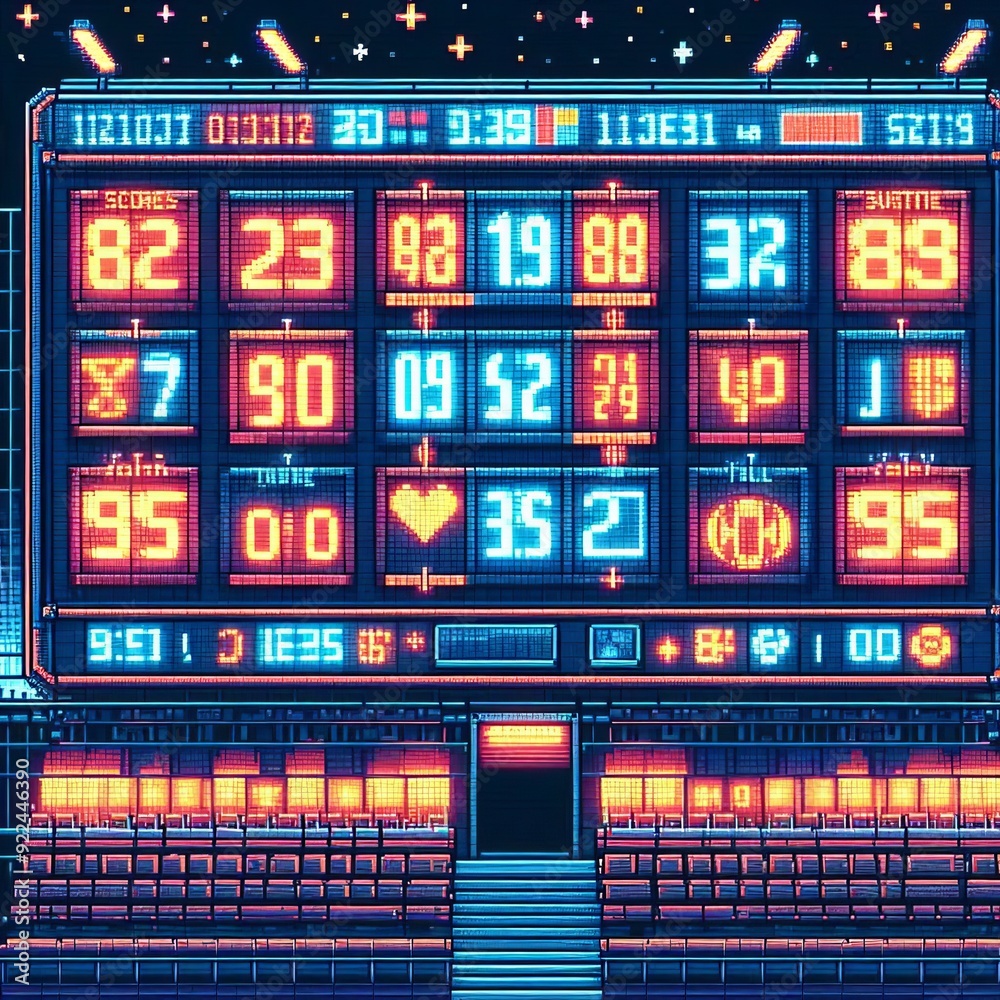 56 Scoreboard Pixel Display Pixel art representation of a scoreb Stock ...