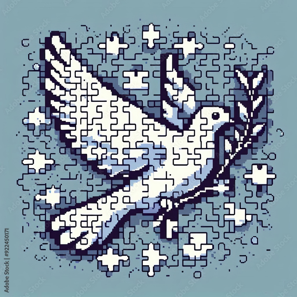 114 Pixel Art Peace Puzzle A pixel art composition where each pi Stock ...