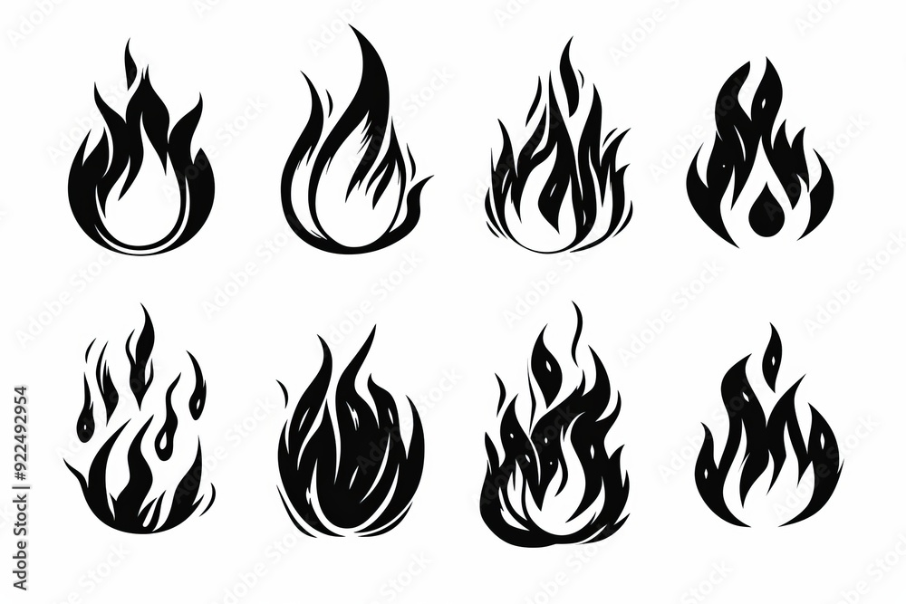 Fire icon, flame bonfire sign, campfire symbol, burn graphic element ...