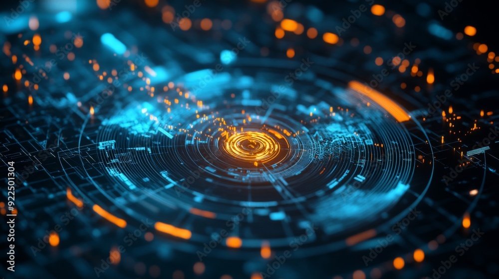 A top-down view of a 3D radar chart with multiple axes, showing overlapping data series in a ...
