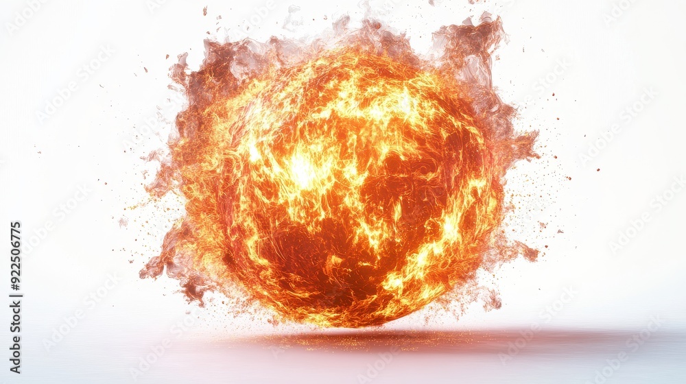 Magical fireball with intricate flame designs, intense heat aura ...