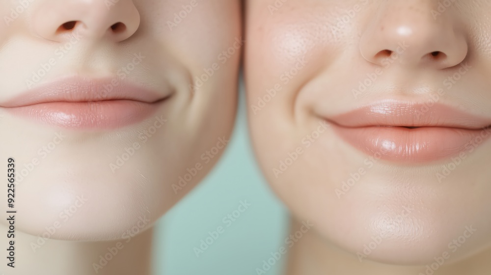 Split-screen image showing a before and after transformation of lip ...