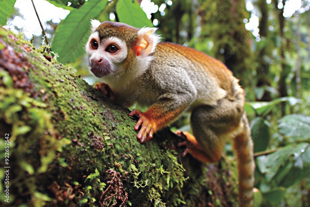 An image depicting a spider monkey effortlessly swinging through the ...