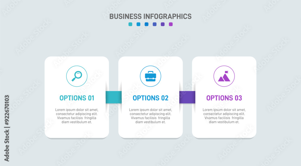 Horizontal progress bar featuring 3 arrow-shaped elements, symbolizing ...