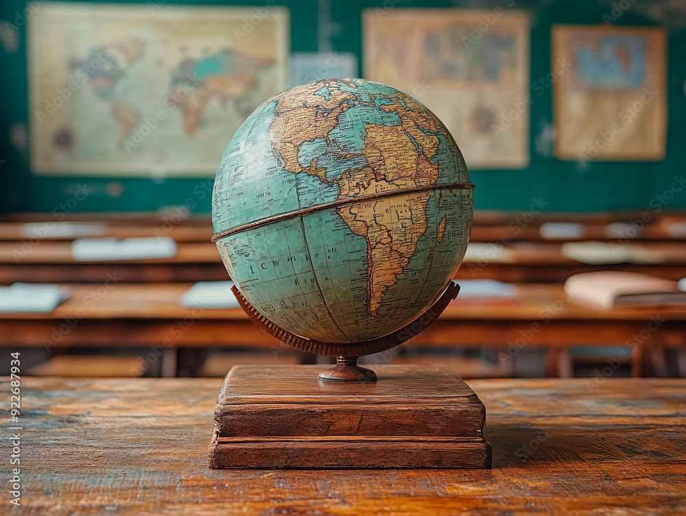 Podium background history classroom product display 3D globe stand maps ...