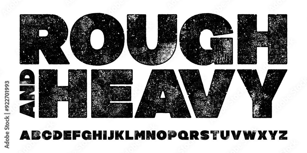 Vector de Stock Rough Textured Heavy Font. Rolled Ink and Letterpress ...