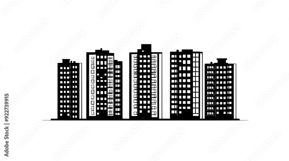 Cluster of apartment buildings, with a mixture of high and mid-rise ...