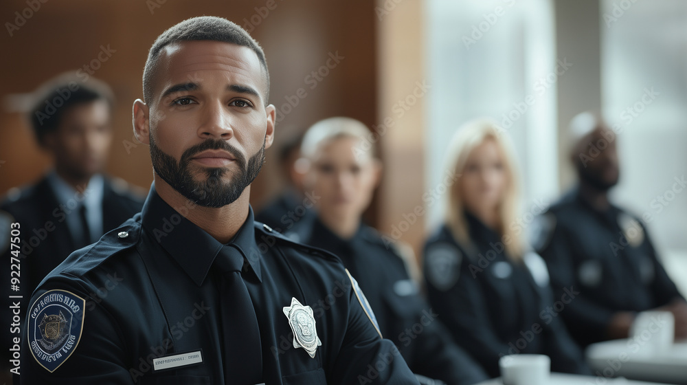 A portrait of handsome police officers standing confidently in the ...